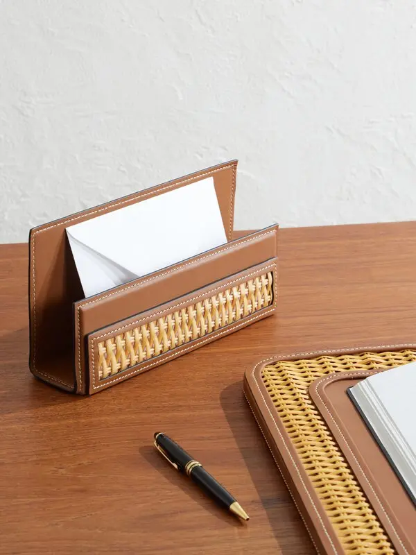 Ralph Lauren Bailey Woven Leather Letter Rack - Brown