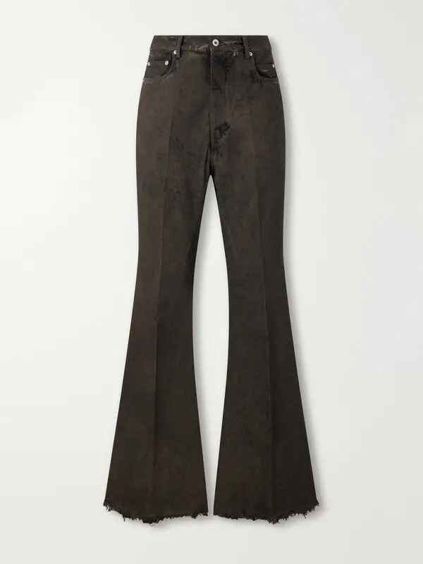Rick Owens Bolan Flared Frayed Jeans - Gray