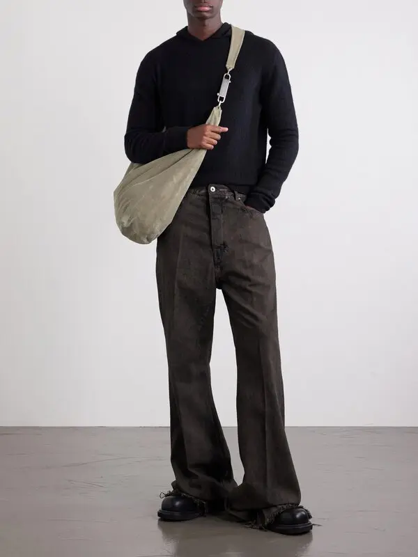 Rick Owens Bolan Flared Frayed Jeans - Gray