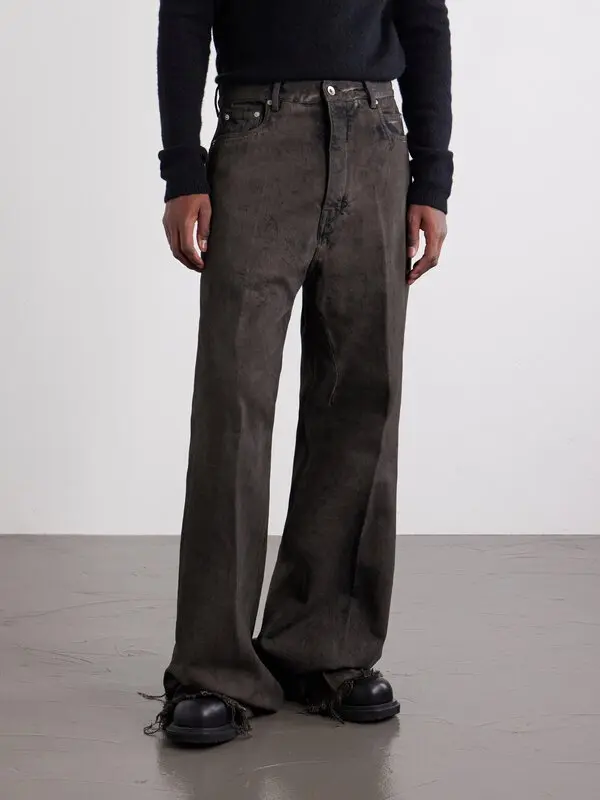 Rick Owens Bolan Flared Frayed Jeans - Gray