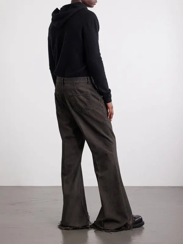 Rick Owens Bolan Flared Frayed Jeans - Gray