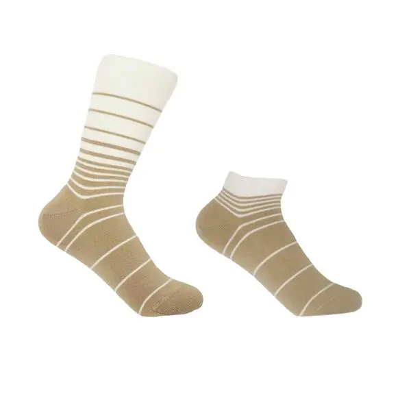 PEPER HAROW - MADE IN ENGLAND Peper Harow Retro Stripe Crew & Trainer Socks Bundle - Beige