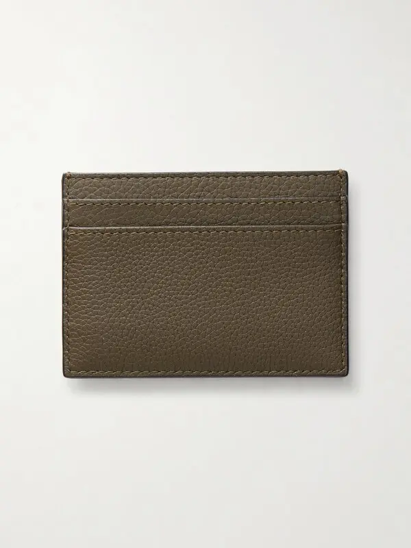 Saint Laurent Tiny Cassandre Logo-appliquéd Full-grain Leather Cardholder