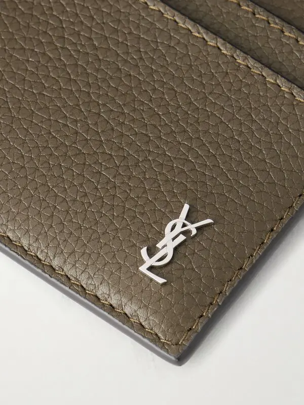 Saint Laurent Tiny Cassandre Logo-appliquéd Full-grain Leather Cardholder
