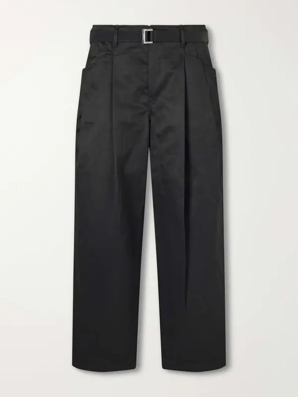 Sacai Wide-leg Cotton Chinos - Black