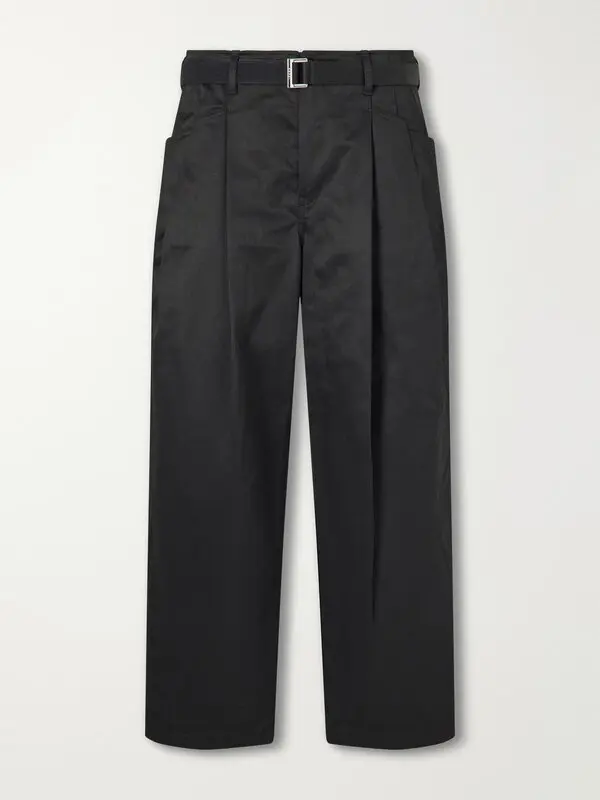 Sacai Wide-leg Cotton Chinos - Black