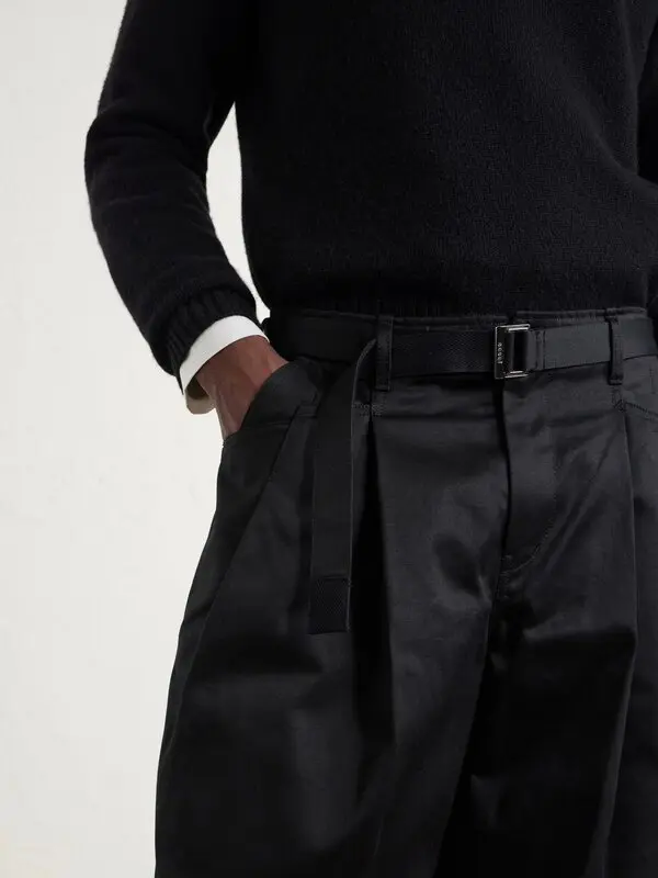 Sacai Wide-leg Cotton Chinos - Black