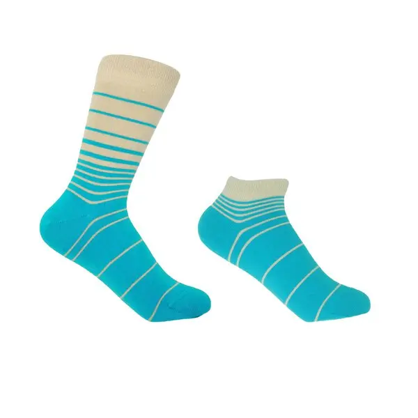 PEPER HAROW - MADE IN ENGLAND Peper Harow Retro Stripe Crew & Trainer Socks Bundle - Blue