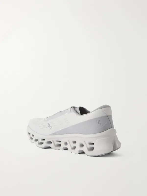 On Cloudmonster 3 Rubber-trimmed Stretch-knit Sneakers - Light Gray