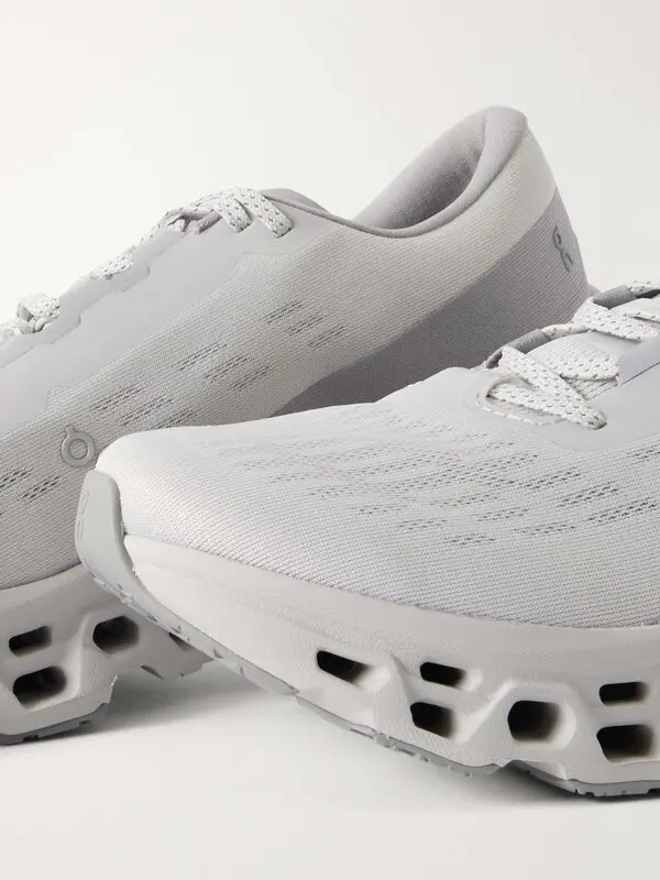 On Cloudmonster 3 Rubber-trimmed Stretch-knit Sneakers - Light Gray