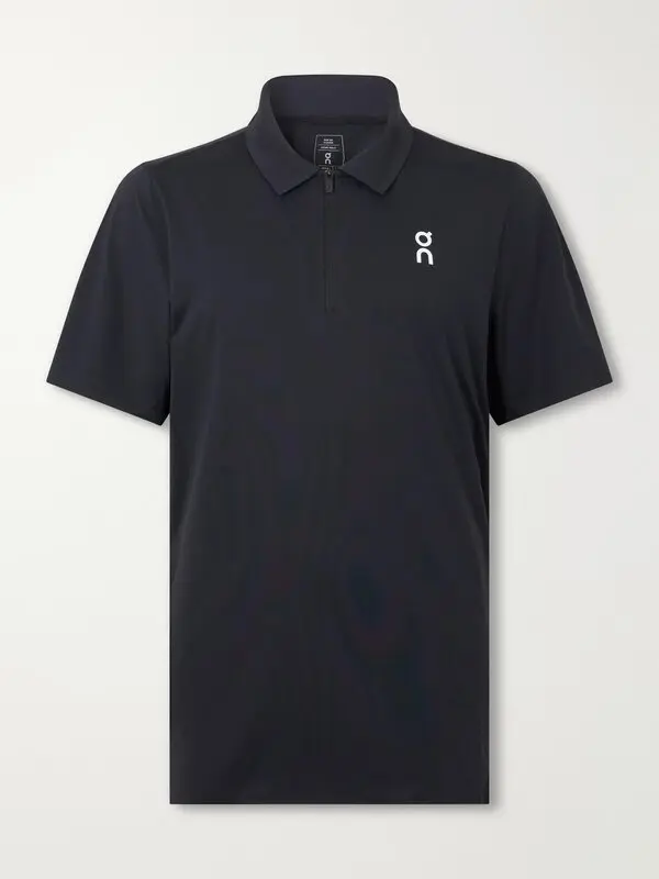 On Court Logo-printed Shell Polo Shirt - Black