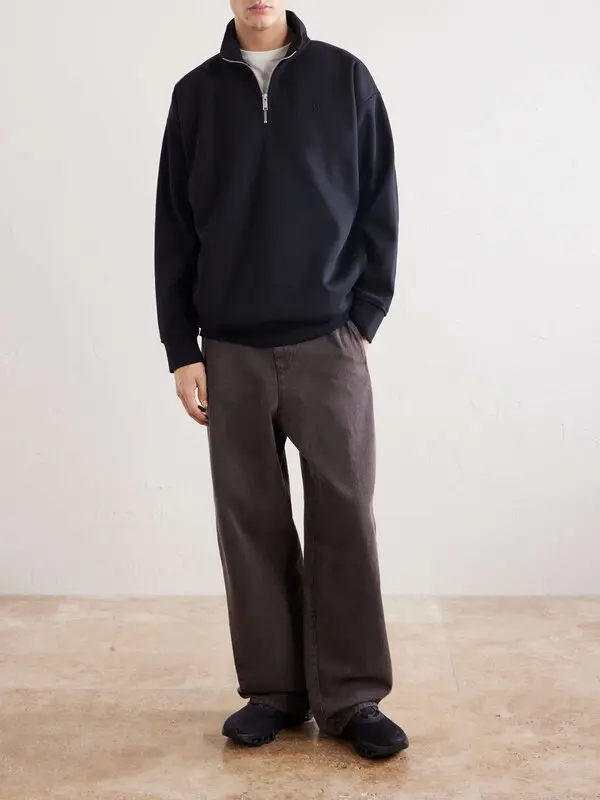 On Club Collective Logo-embroidered Cotton-blend Jersey Half-zip Sweater