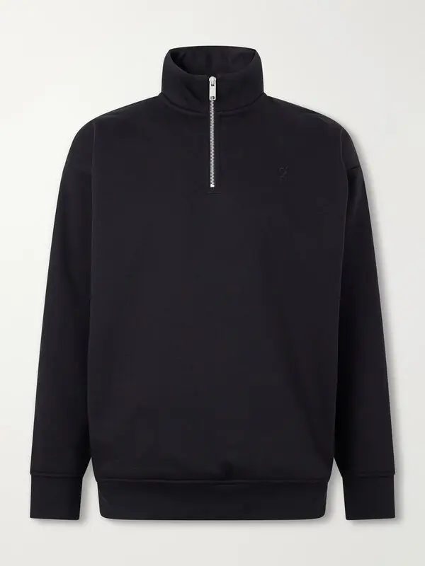 On Club Collective Logo-embroidered Cotton-blend Jersey Half-zip Sweater - Black