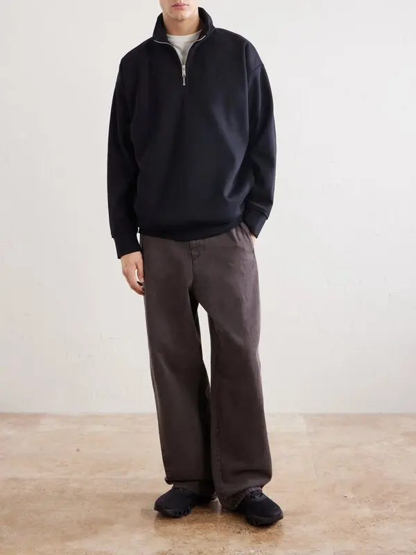 On Club Collective Logo-embroidered Cotton-blend Jersey Half-zip Sweater - Black