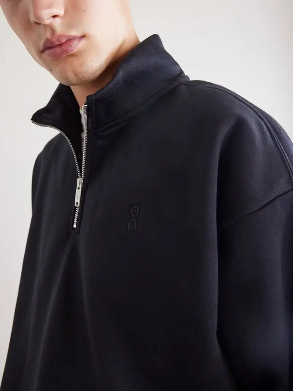 On Club Collective Logo-embroidered Cotton-blend Jersey Half-zip Sweater - Black