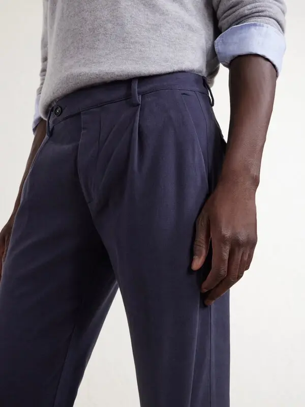 Massimo Alba Ionio2 Pleated Cotton-blend Trousers