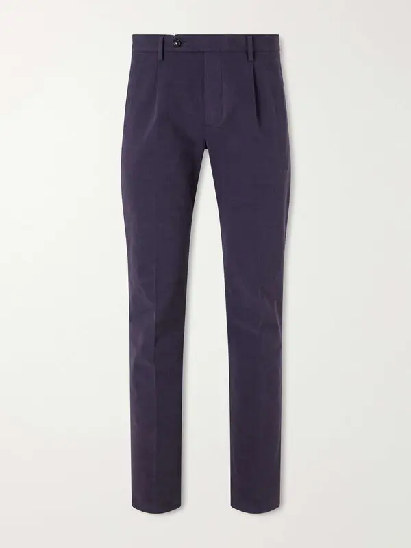 Massimo Alba Straight-leg Cotton-blend Trousers - Navy