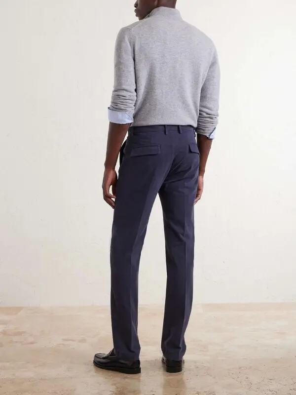 Massimo Alba Straight-leg Cotton-blend Trousers - Navy