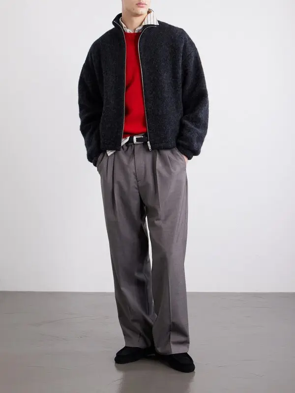 JIL SANDER Brushed Wool-blend Blouson Jacket - Gray