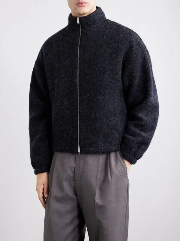 JIL SANDER Brushed Wool-blend Blouson Jacket - Gray