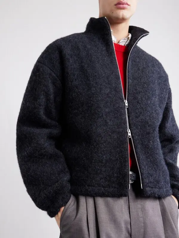 JIL SANDER Brushed Wool-blend Blouson Jacket - Gray