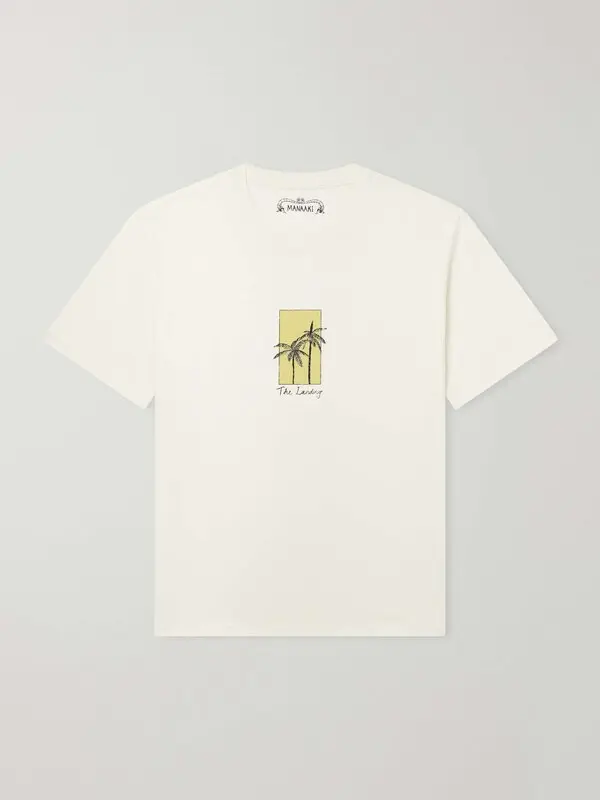 MANAAKI The Landing Printed Cotton-jersey T-shirt - Ecru