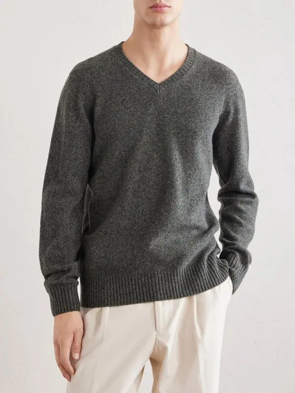Hartford Wool V-neck Sweater - Gray