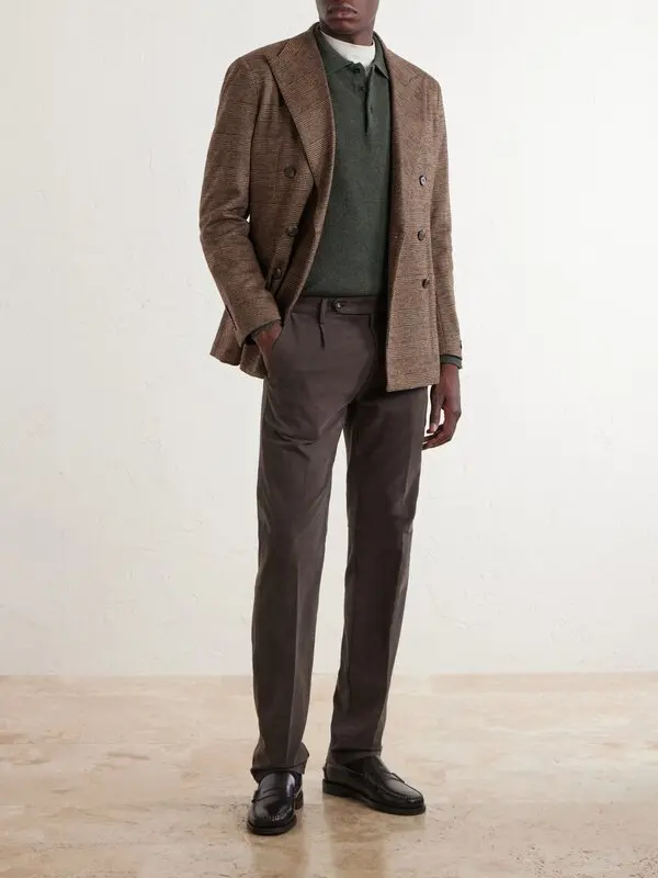 Massimo Alba Ionio2 Straight-leg Cotton-blend Trousers - Brown
