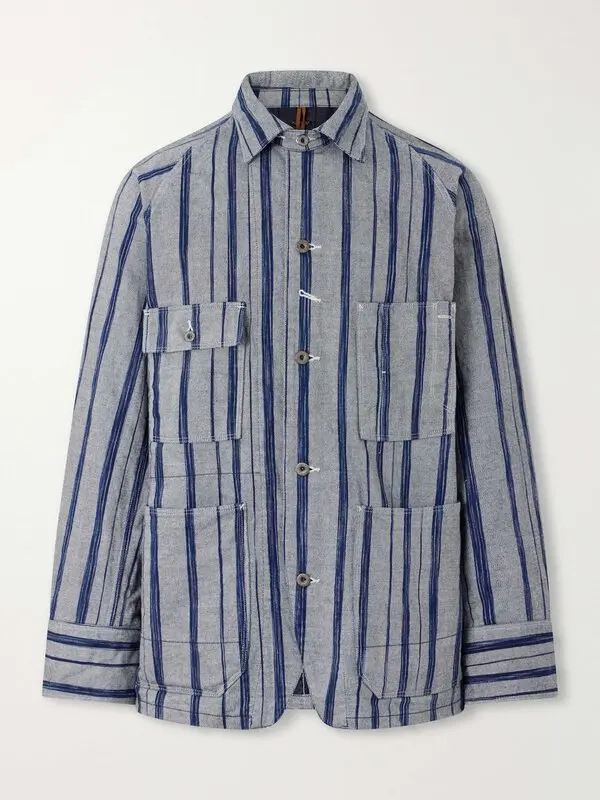 Kapital Cactus Striped Cotton-kasuri Jacket - Blue