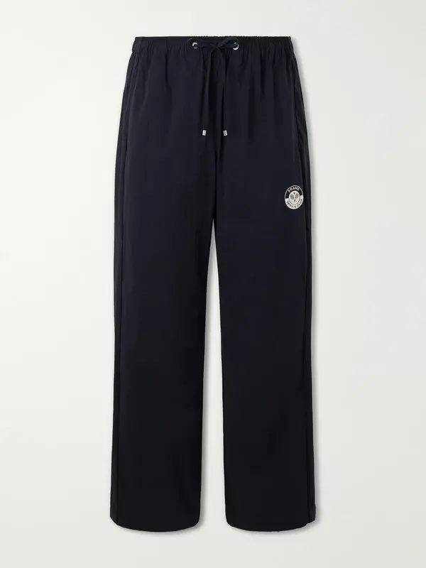 FRAME Straight-leg Cotton-blend Trousers With Embroidered Logo