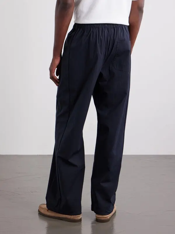 FRAME Straight-leg Cotton-blend Trousers With Embroidered Logo