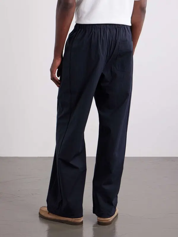FRAME Straight-leg Drawstring Logo-embroidered Cotton-blend Trousers