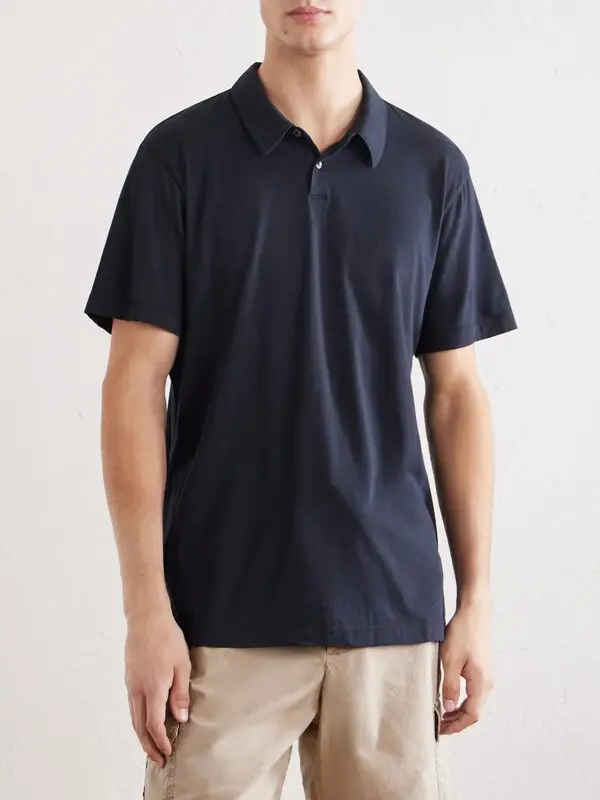 JAMES PERSE Lotus Cotton-jersey Polo Shirt - Black