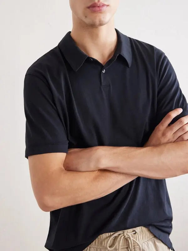 JAMES PERSE Lotus Cotton-jersey Polo Shirt - Black