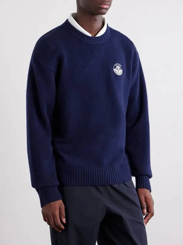 FRAME Logo-embroidered Cashmere Crewneck Sweater