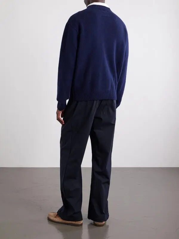FRAME Logo-embroidered Cashmere Crewneck Sweater