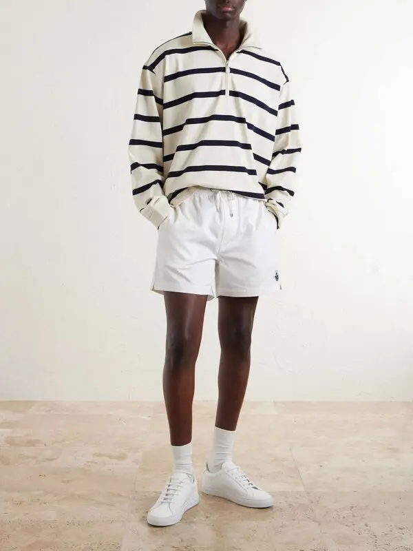 FRAME Logo-embroidered Striped Cotton Sweater
