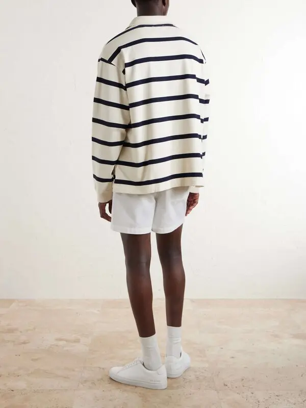 FRAME Logo-embroidered Striped Cotton Sweater
