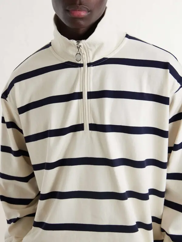 FRAME Logo-embroidered Striped Cotton Sweater