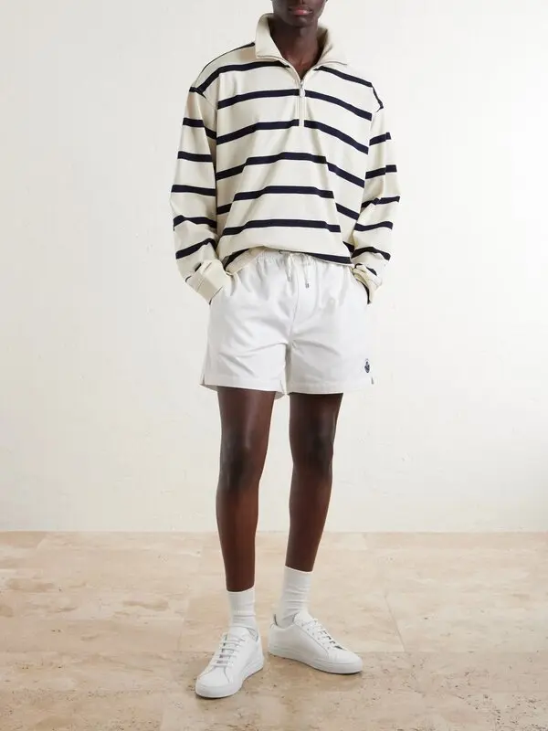 FRAME Striped Cotton Half-zip Sweater