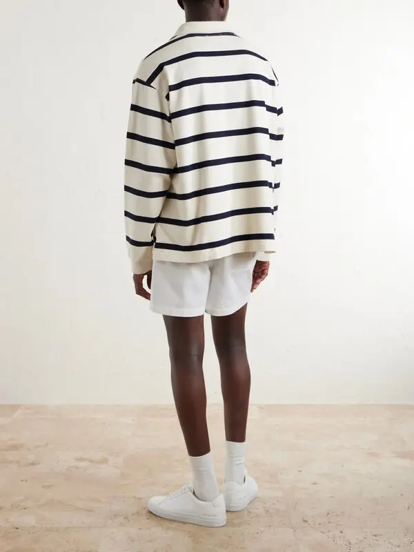 FRAME Striped Cotton Half-zip Sweater