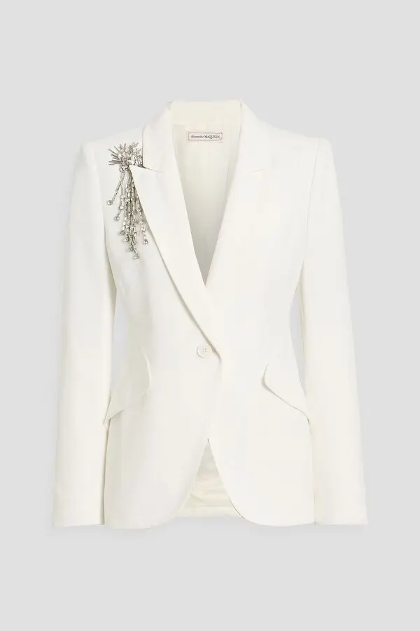 Alexander McQueen Crystalembellished Crepe Blazer