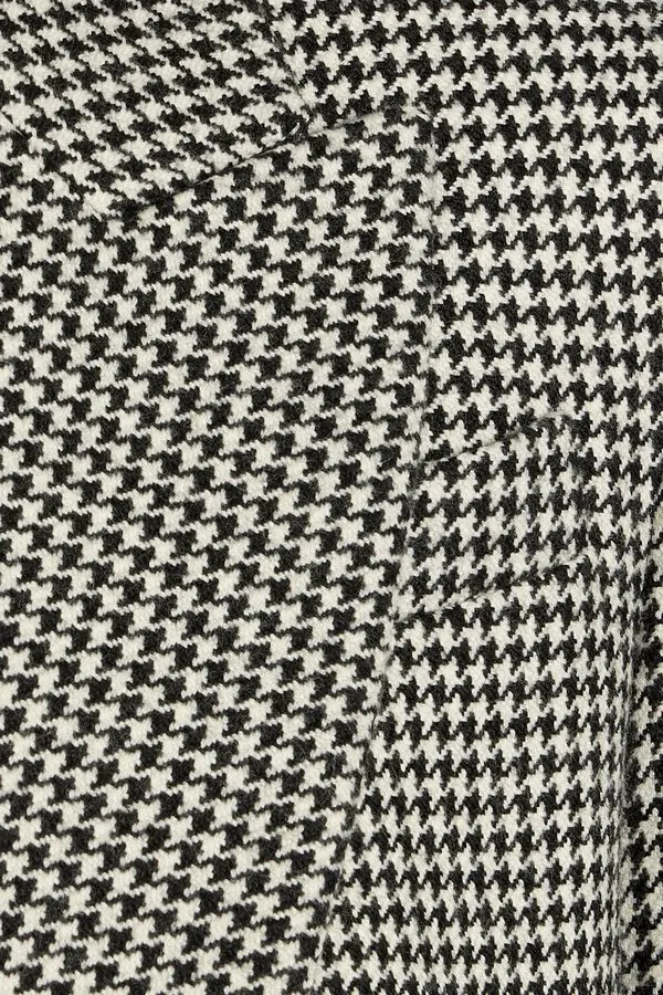 Alexander McQueen Pleated Houndstooth Wooltweed Blazer