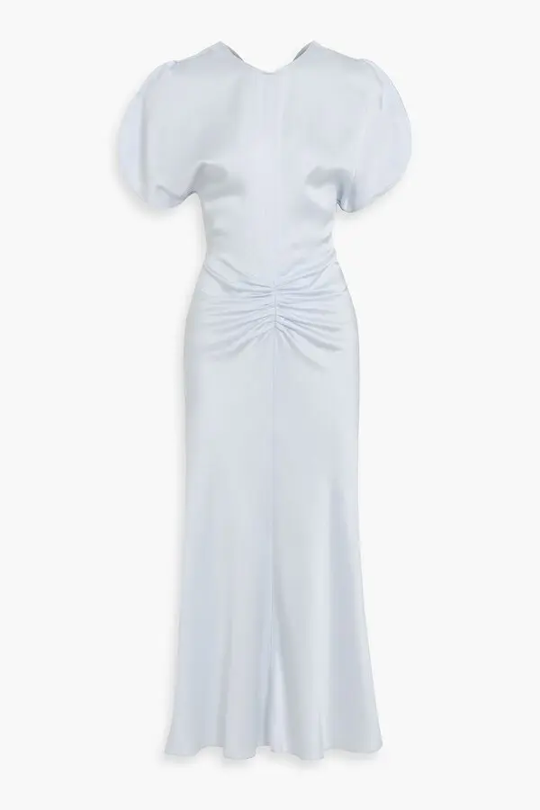Victoria Beckham Gathered Satincrepe Midi Dress