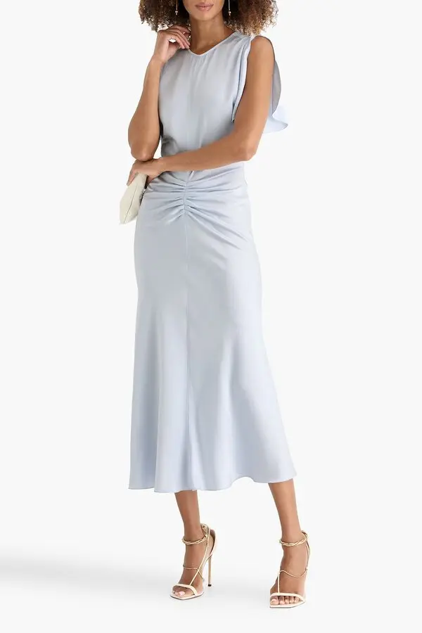 Victoria Beckham Gathered Satincrepe Midi Dress