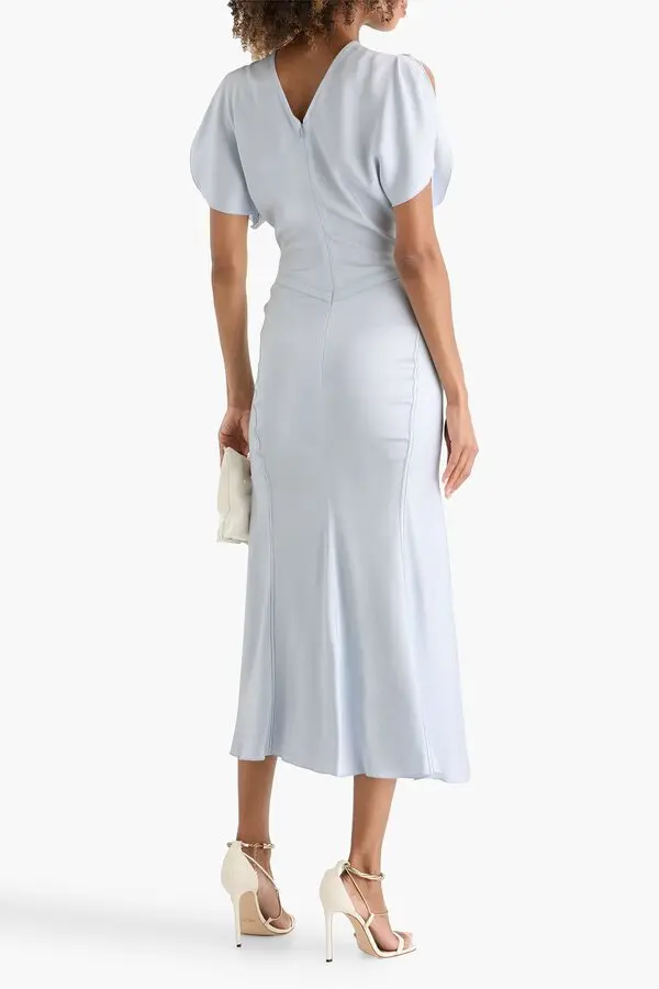Victoria Beckham Gathered Satincrepe Midi Dress
