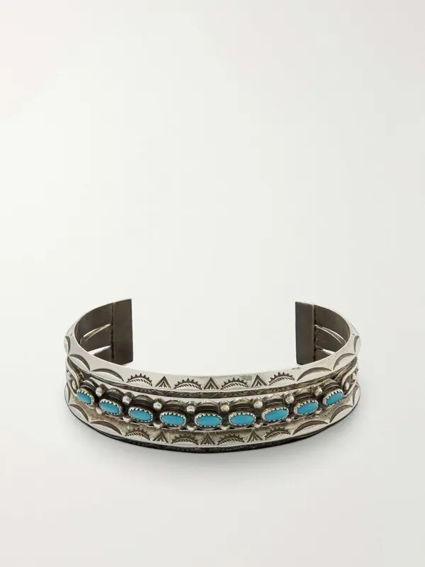 FOUNDWELL Vintage 1970s Sterling Turquoise Cuff - Silver