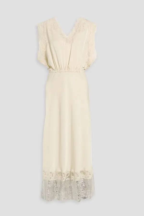 Rabanne Lacetrimmed Satin Maxi Dress - Cream