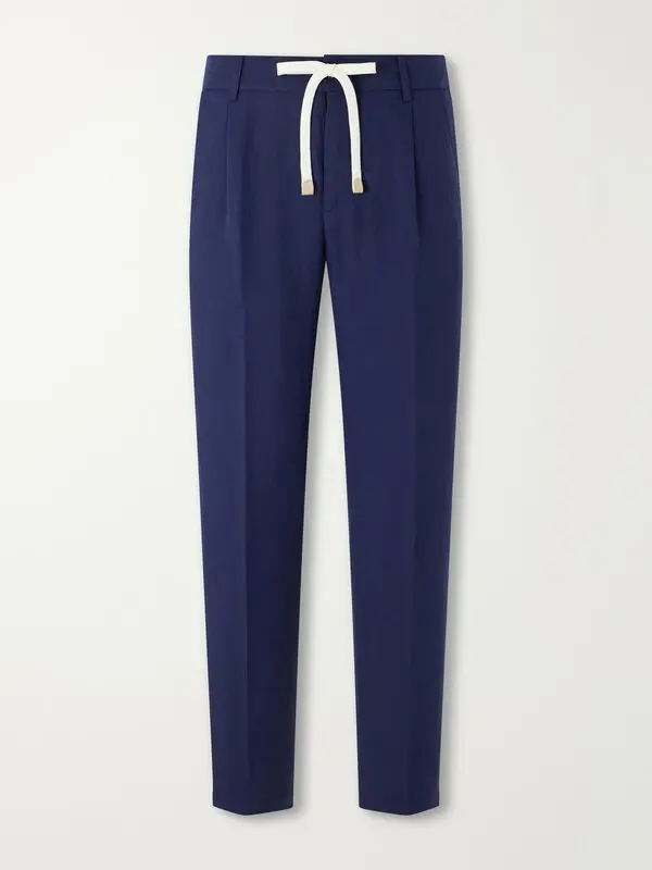 Eleventy Straight-leg Lyocell And Linen-blend Trousers