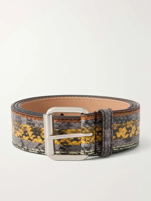 Dries Van Noten 3cm Patchwork Snake-effect Leather Belt - Multi